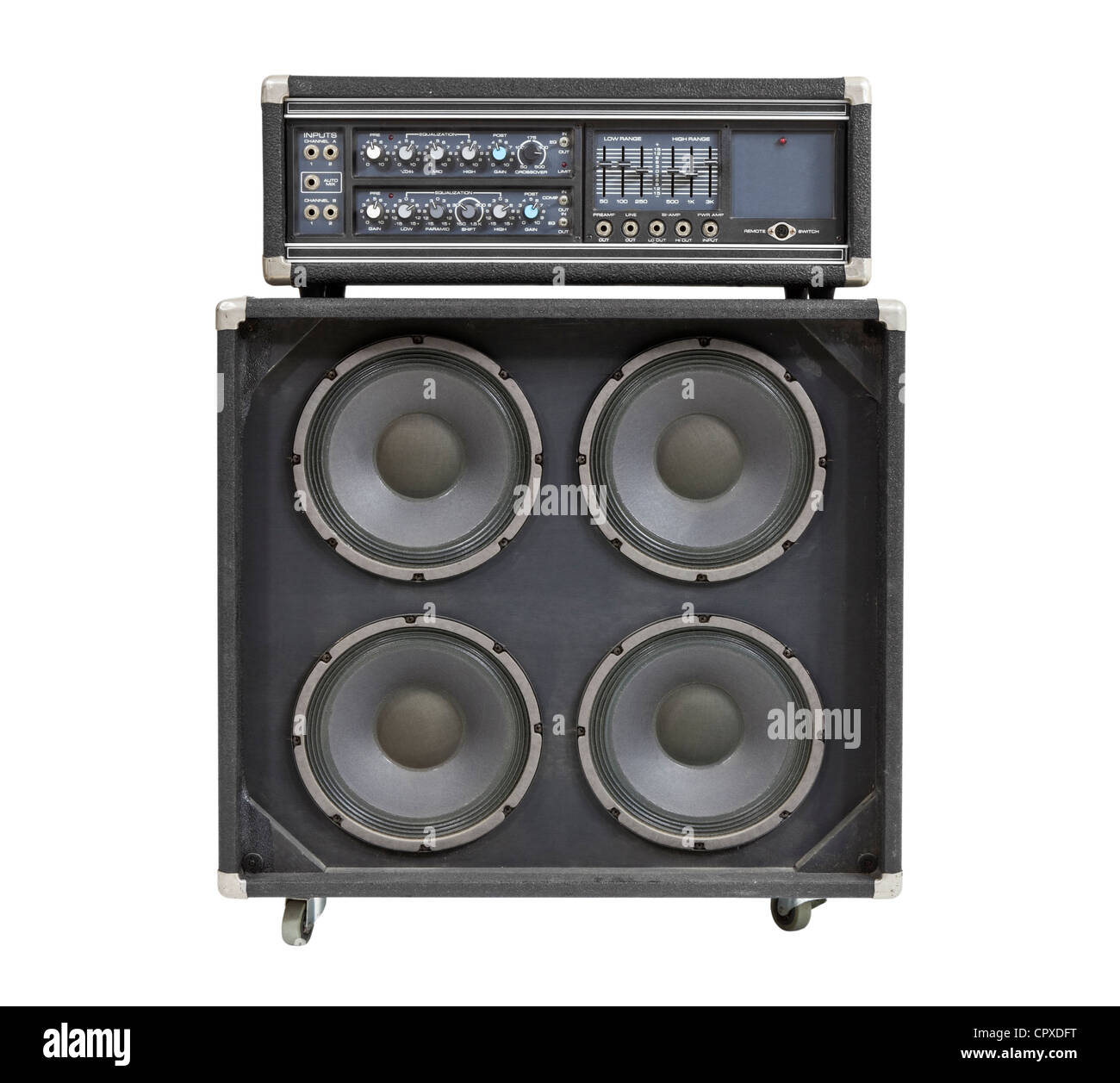 Retro vintage bass amplifier isolated on white Stock Photo - Alamy