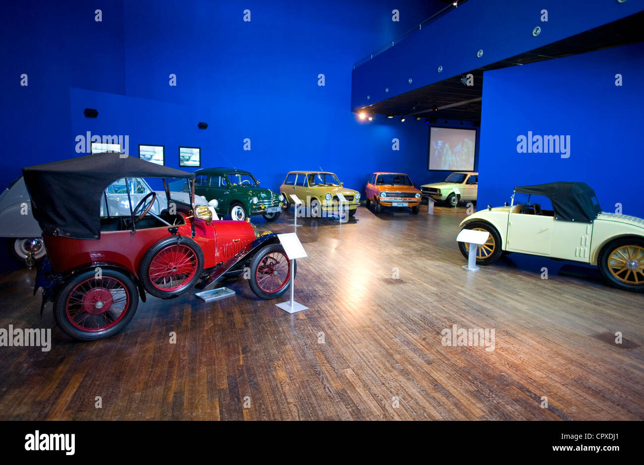 Vintage small car collection inside the Museum of Volkswagen Group's ...