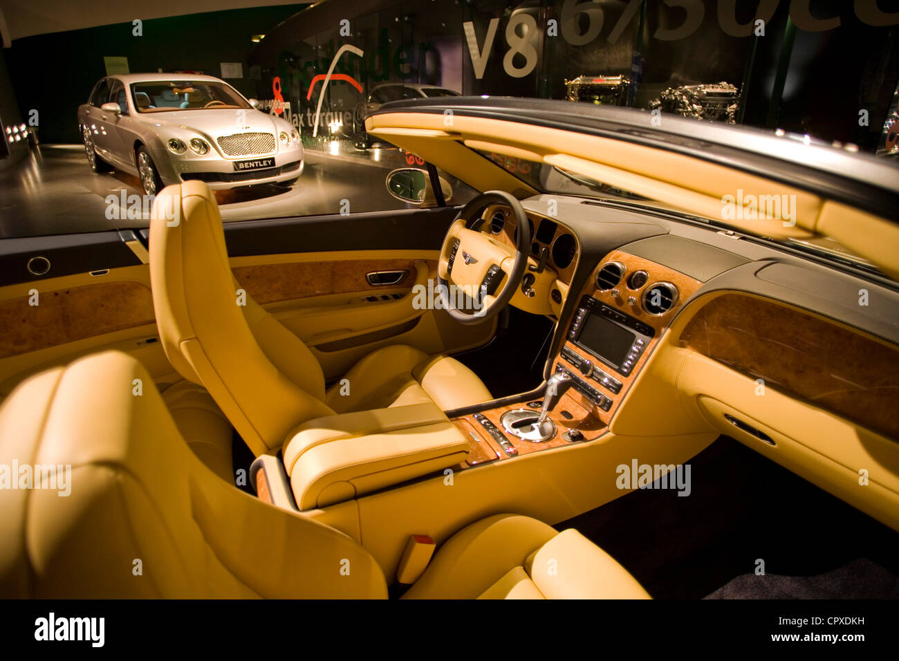 Bentleys on display inside the Bentley Pavilion at the Volkswagen Group ...