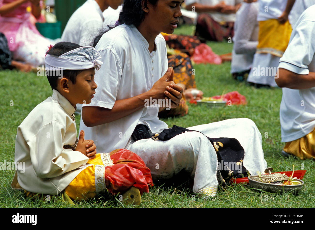 Indonesia, Bali, Denpasar, Puputan Square in the downtown, praying ...