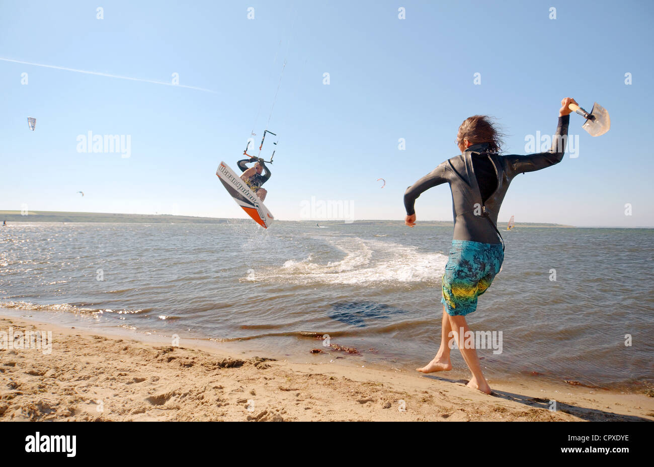 Kite surfer in Black sea, Ukraine Stock Photo - Alamy