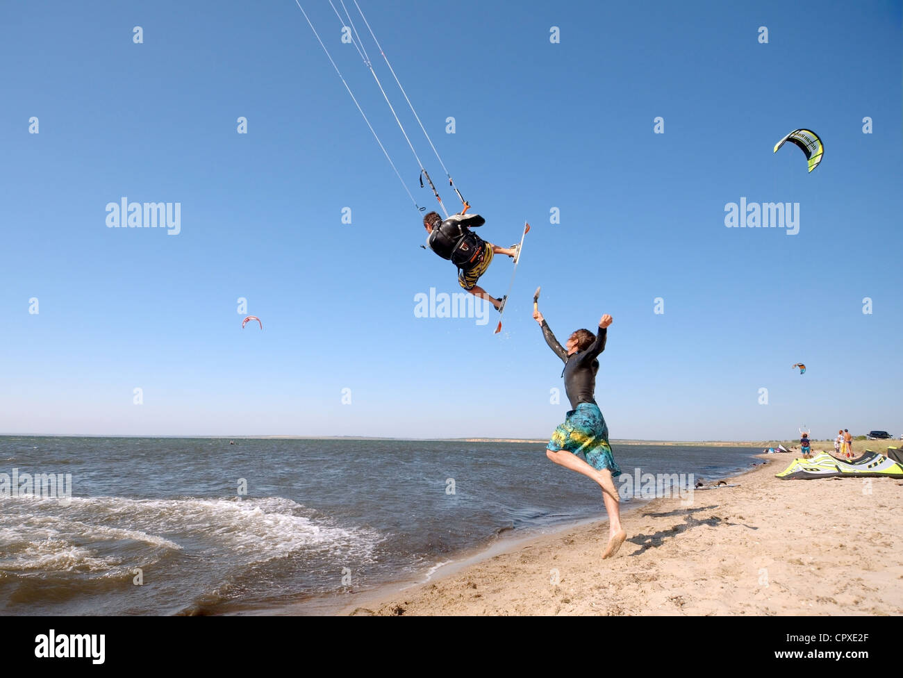 Kite surfer in Black sea, Ukraine Stock Photo - Alamy