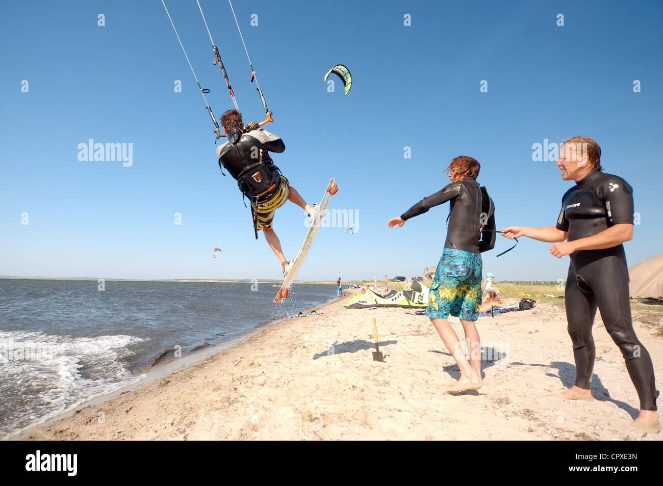 Kite surfer in Black sea, Ukraine Stock Photo - Alamy