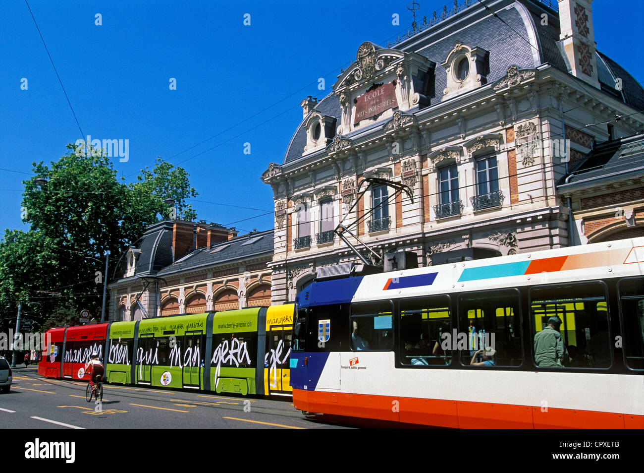 Switzerland, Geneva, trams in the city Stock Photo - Alamy