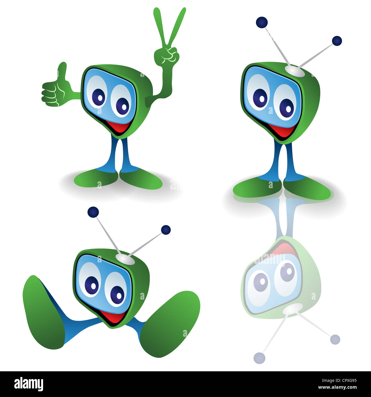 smiling television isolated on a white background Stock Photo - Alamy