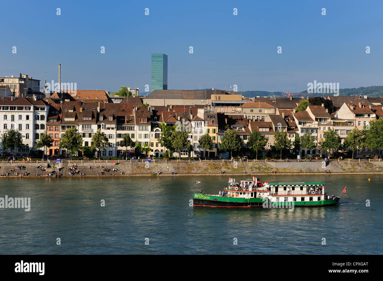 Switzerland Canton Basel-Stadt Basel Little Basel district on the right ...