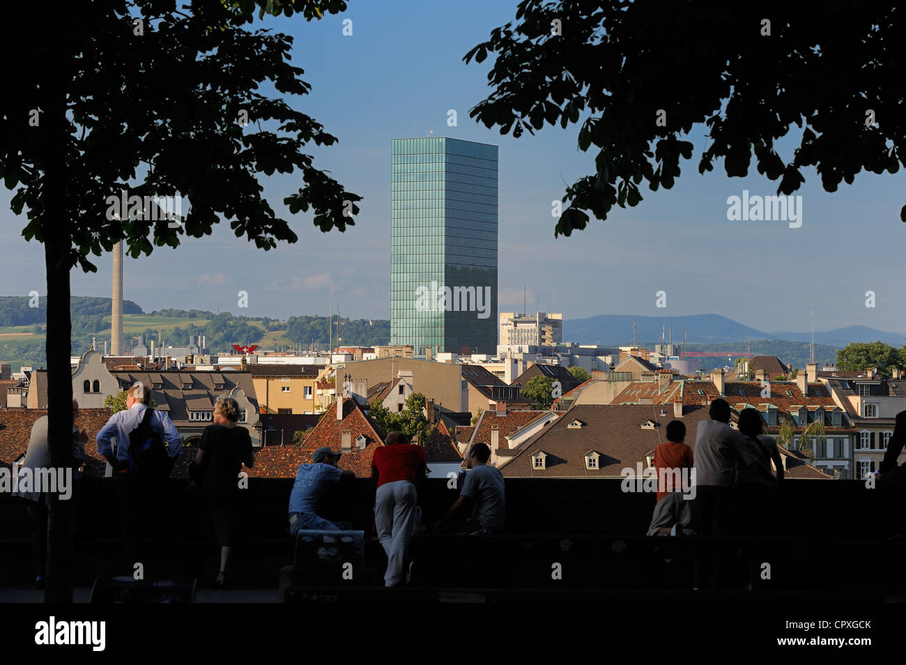 Switzerland, Basel, Fair Messerturm Tower on the Messerplatz, highest ...