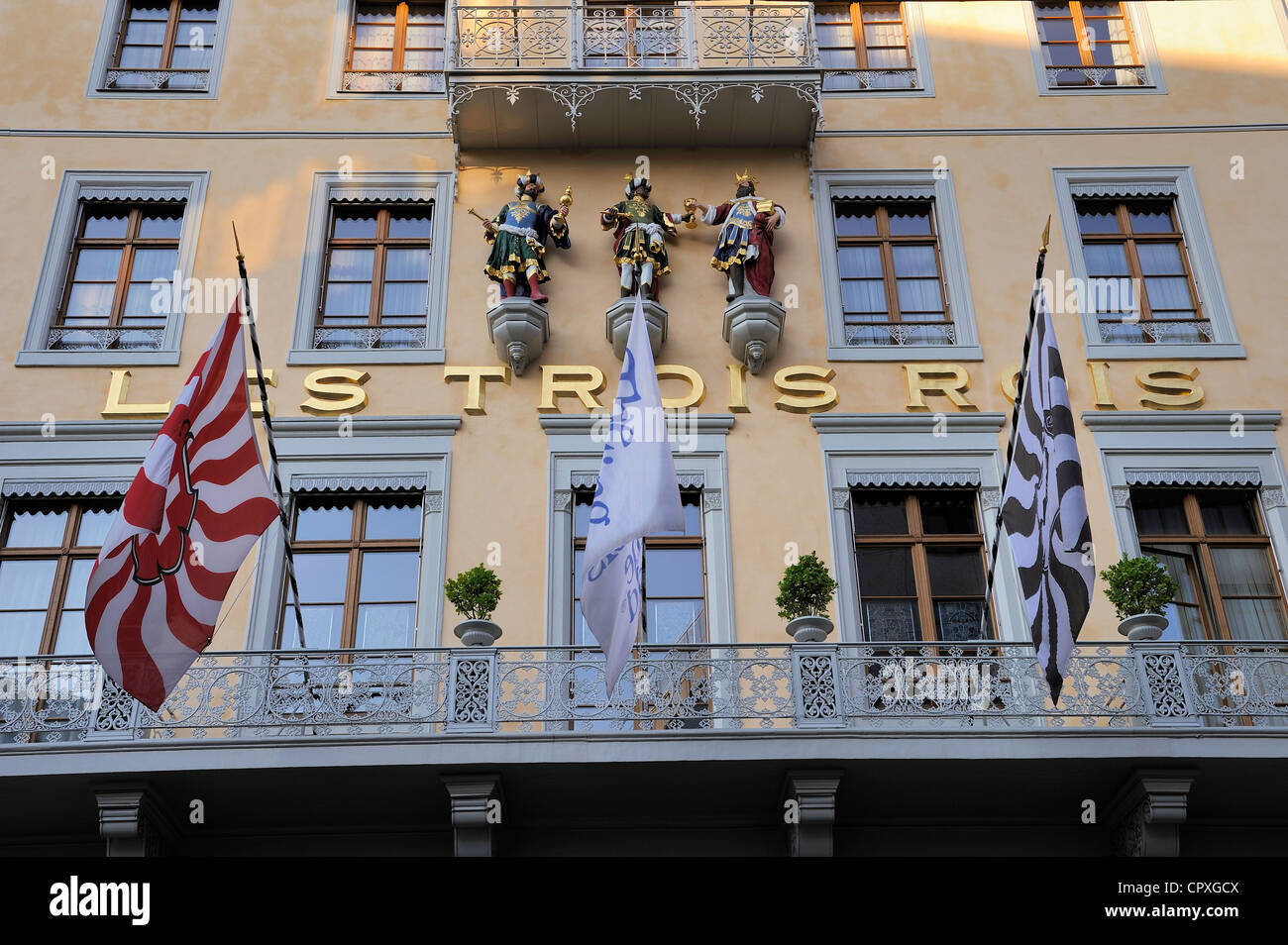 Switzerland, Basel,The three Kings Hotel Stock Photo - Alamy