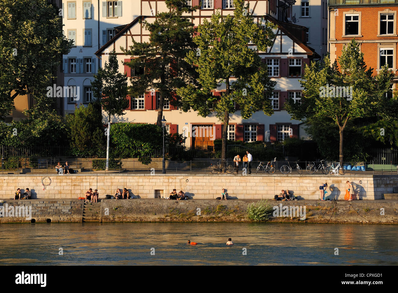 Switzerland, Canton Basel-Stadt, Basel, Little Basel district on the ...