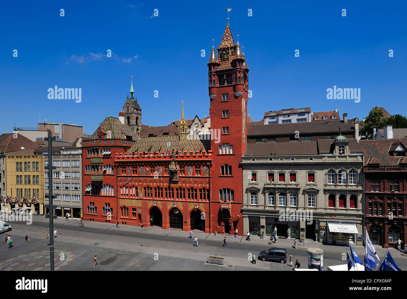 Switzerland, Basel, Marktplatz and City hall Stock Photo - Alamy
