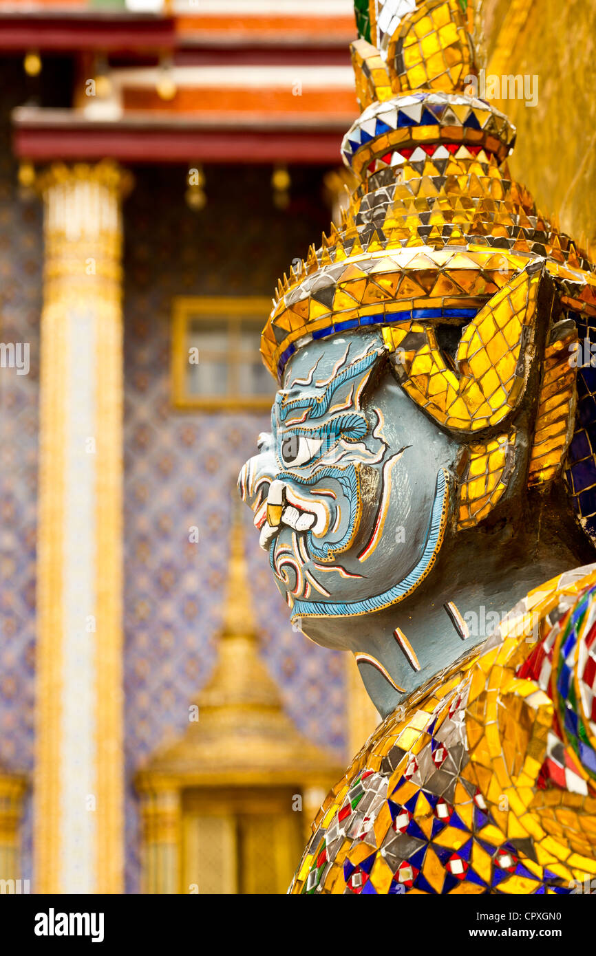 Giant guardian at Wat Phra Kaew, Thailand Stock Photo - Alamy