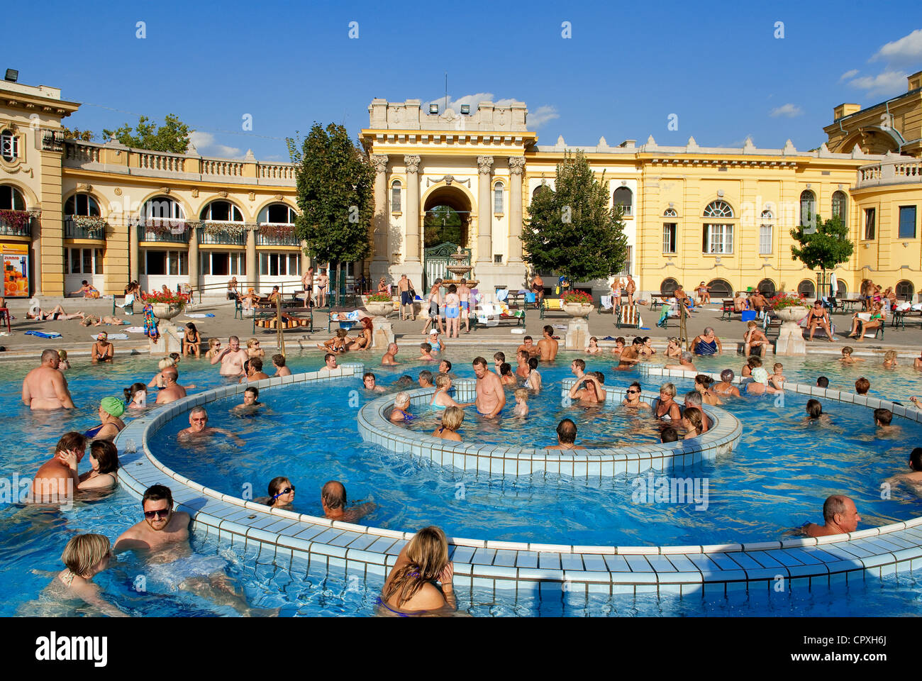 Hungary, Budapest, one of the outside swimming pools in the Széchenyi ...