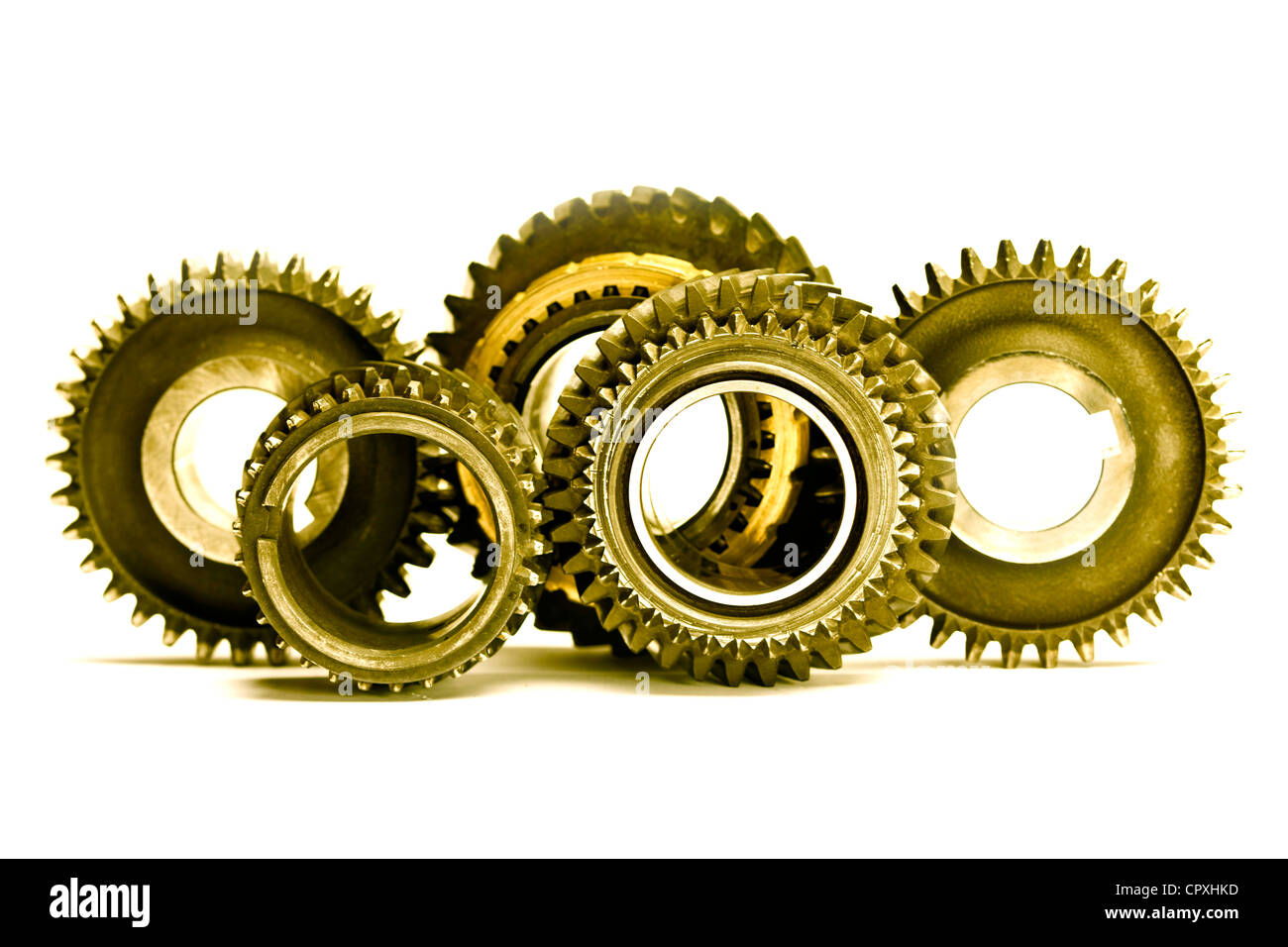 Colorfull gears isolated on white background Stock Photo - Alamy