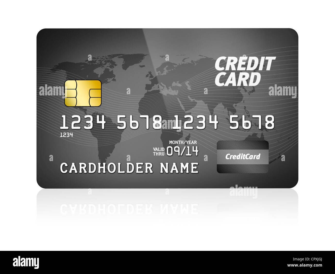 High detail illustration of a plastic credit card. Isolated on white ...