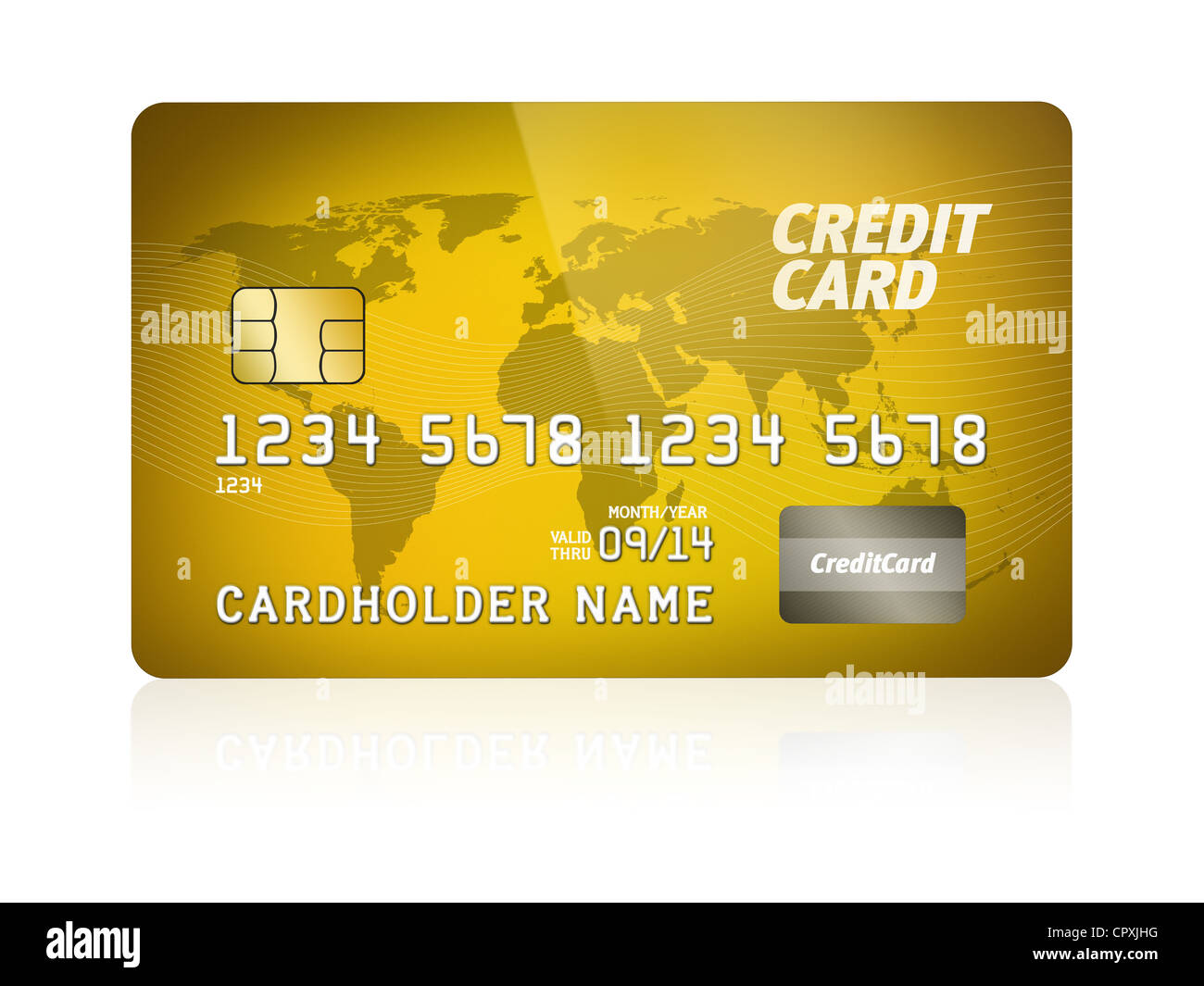 High detail illustration of a plastic credit card. Isolated on white ...