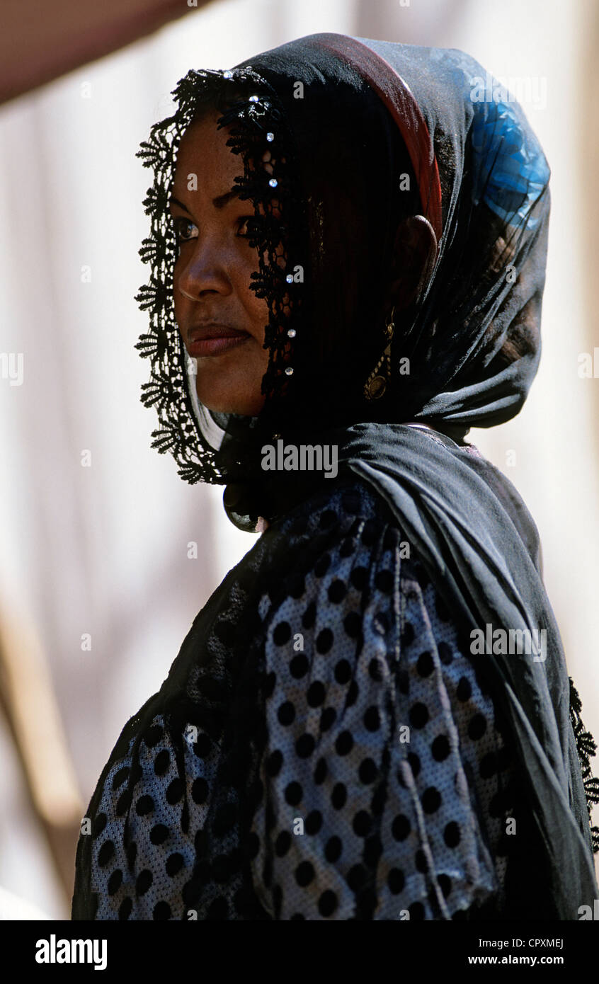 Egypt, Upper Egypt, Nile Valley, Aswan, portrait of a Nubian woman ...
