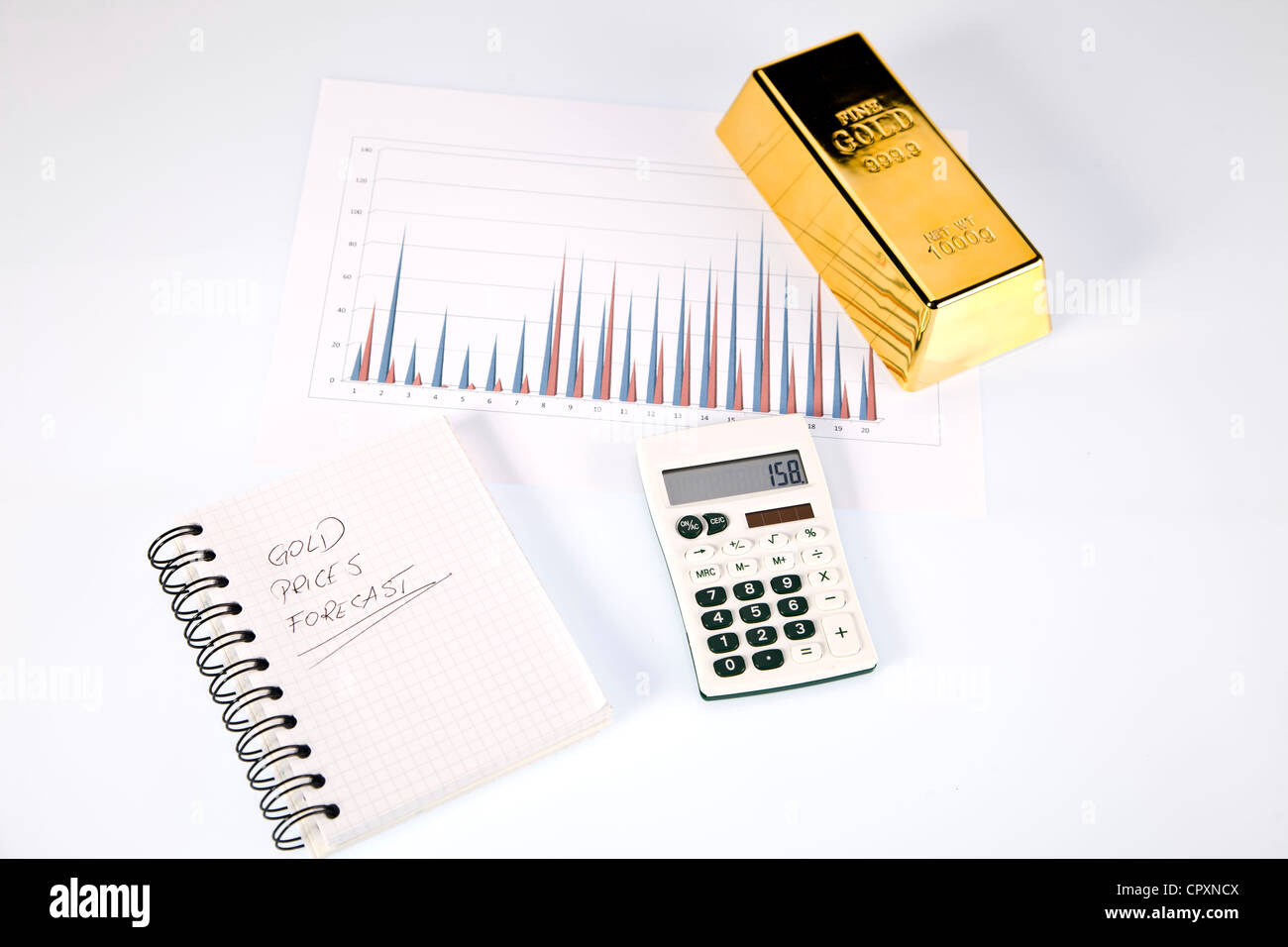 Gold bars on graphs and statistics Stock Photo - Alamy