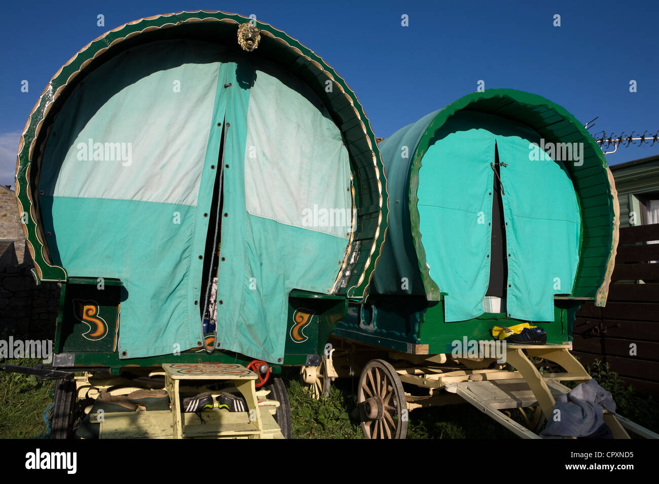 Horses, Wagons and equipment belonging to travelers attending the ...