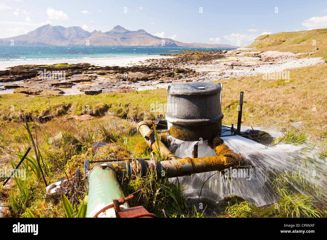 A home made hydro generator on the Isle of Eigg, Scotland, UK Stock ...