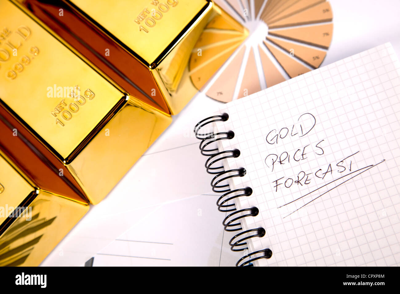 Gold bars on graphs and statistics Stock Photo - Alamy