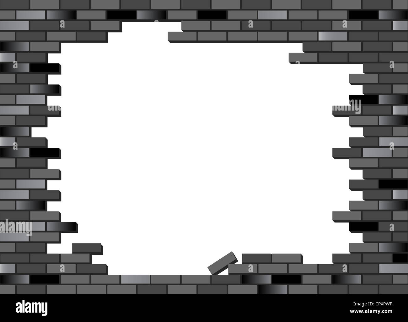 Retro brick wall vector, partly collapsed Stock Photo - Alamy