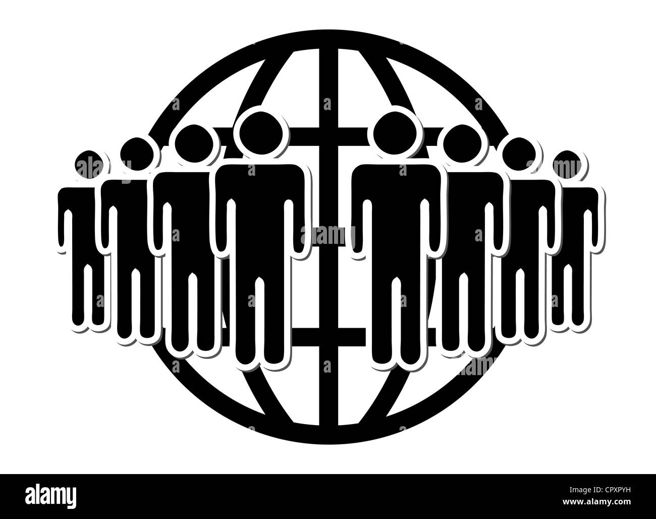 Group of people, network, in front of world wide web symbol Stock Photo ...