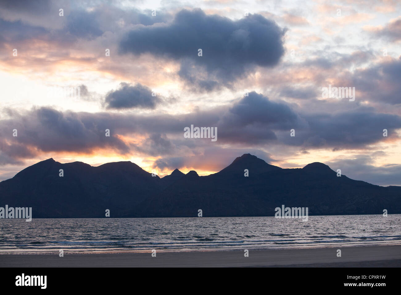 The Rhum Cuillin mountains on the Isle of Rhum taken from the Bay of ...
