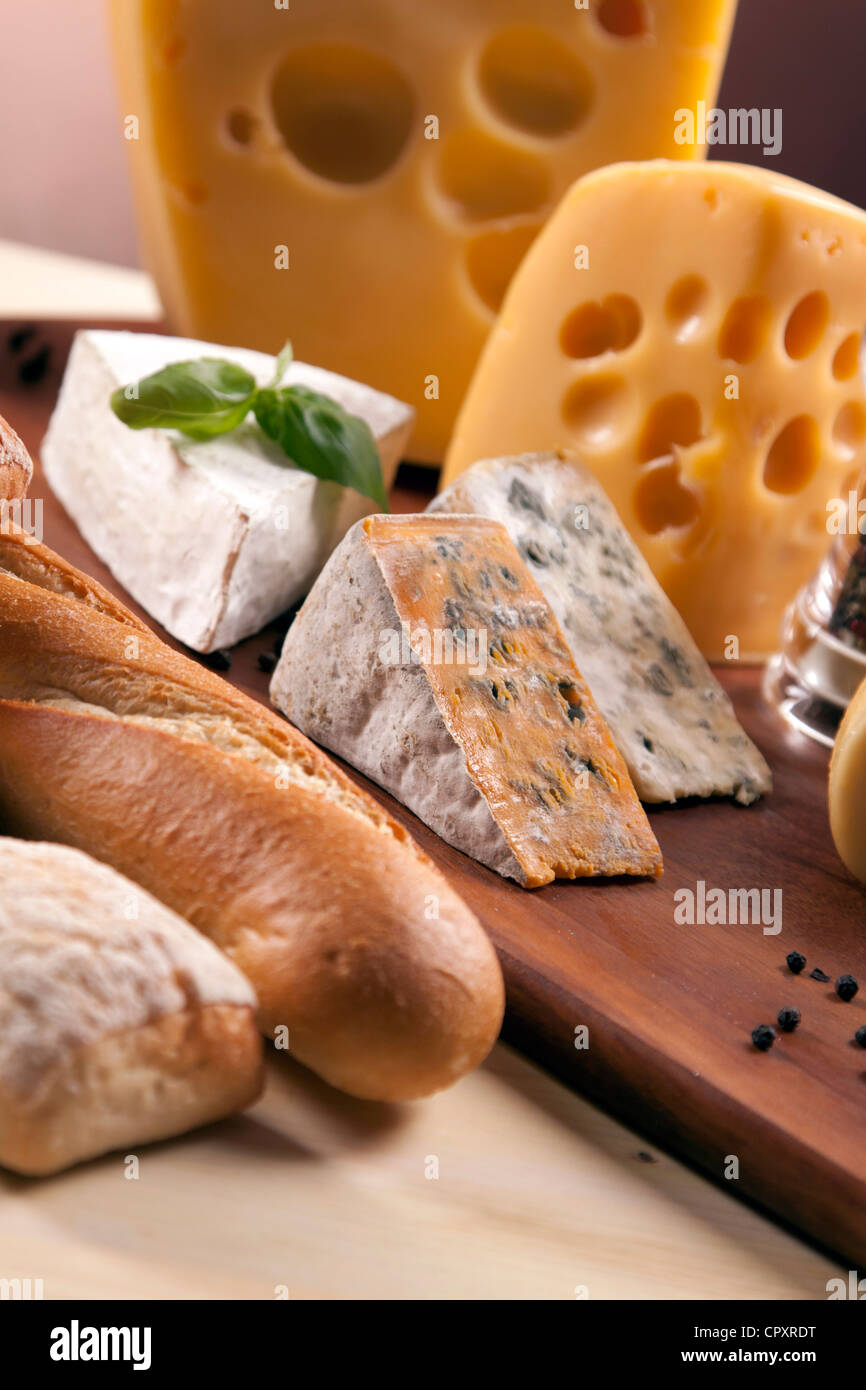 Cheese composition, wince and other delicious food Stock Photo - Alamy