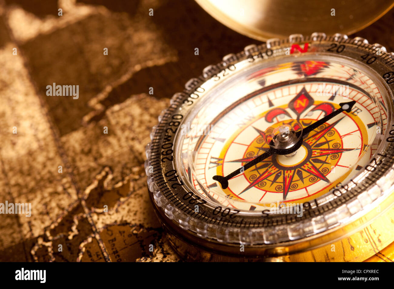 Vintage Navigation equipment, compass and other tools Stock Photo - Alamy