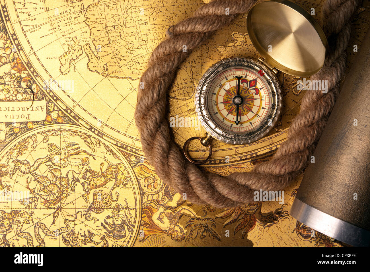 Vintage Navigation equipment, compass and other tools Stock Photo - Alamy