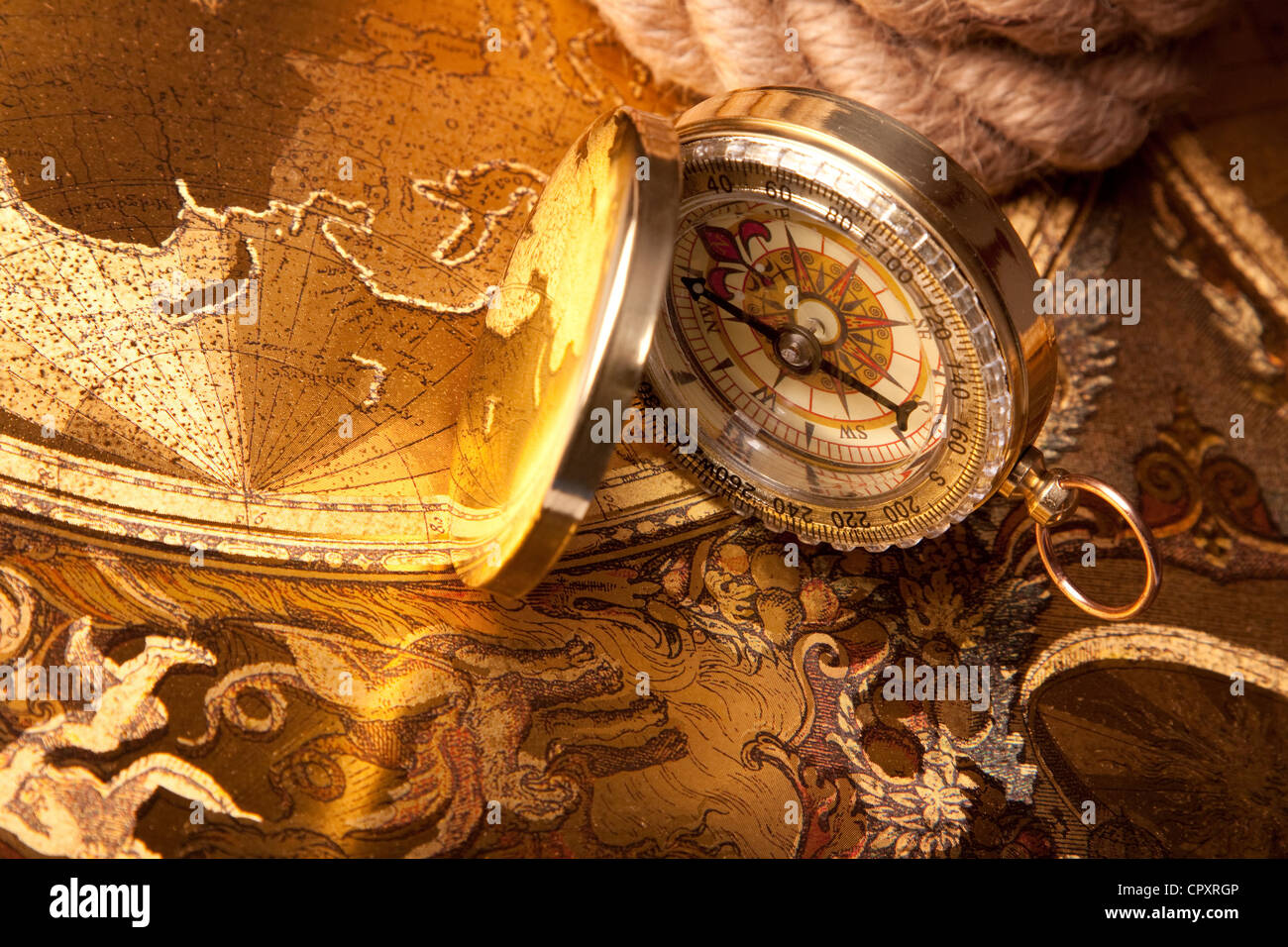 Vintage Navigation equipment, compass and other tools Stock Photo - Alamy