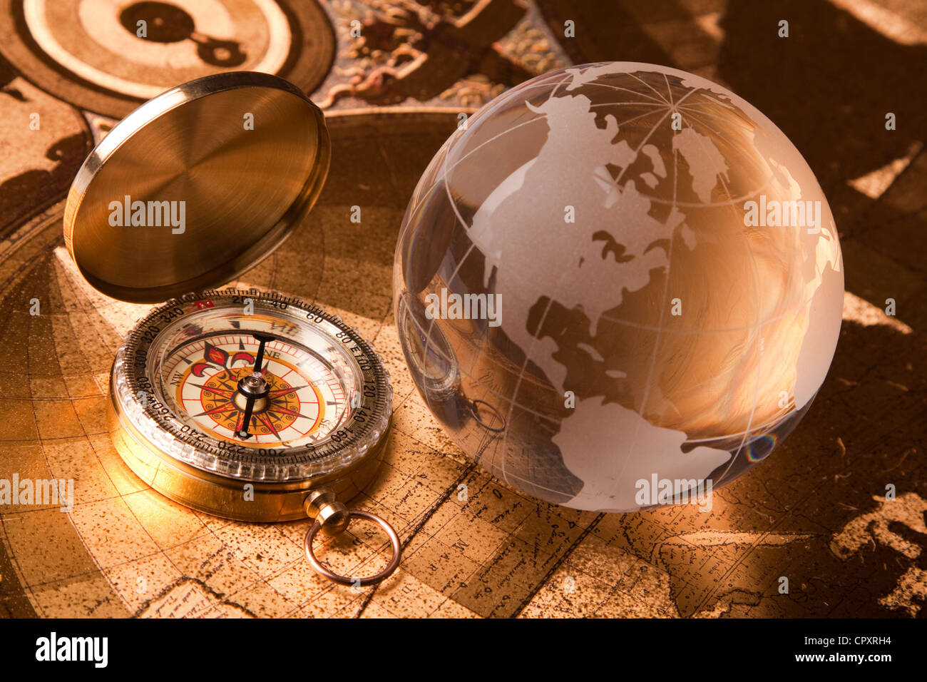 Vintage Navigation equipment, compass and other tools Stock Photo - Alamy