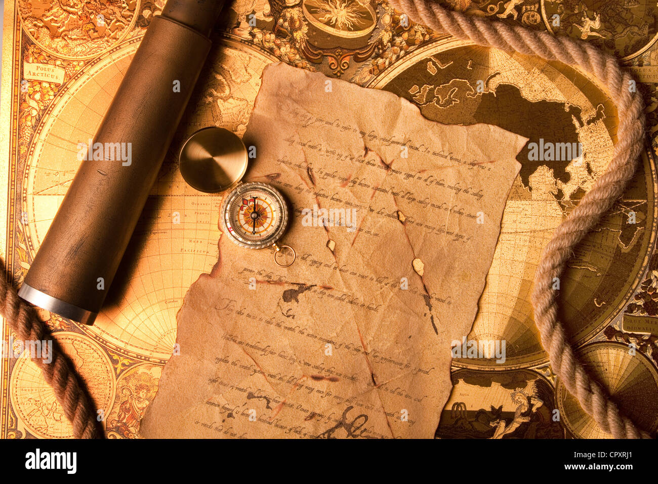 Vintage Navigation equipment, compass and other tools Stock Photo - Alamy