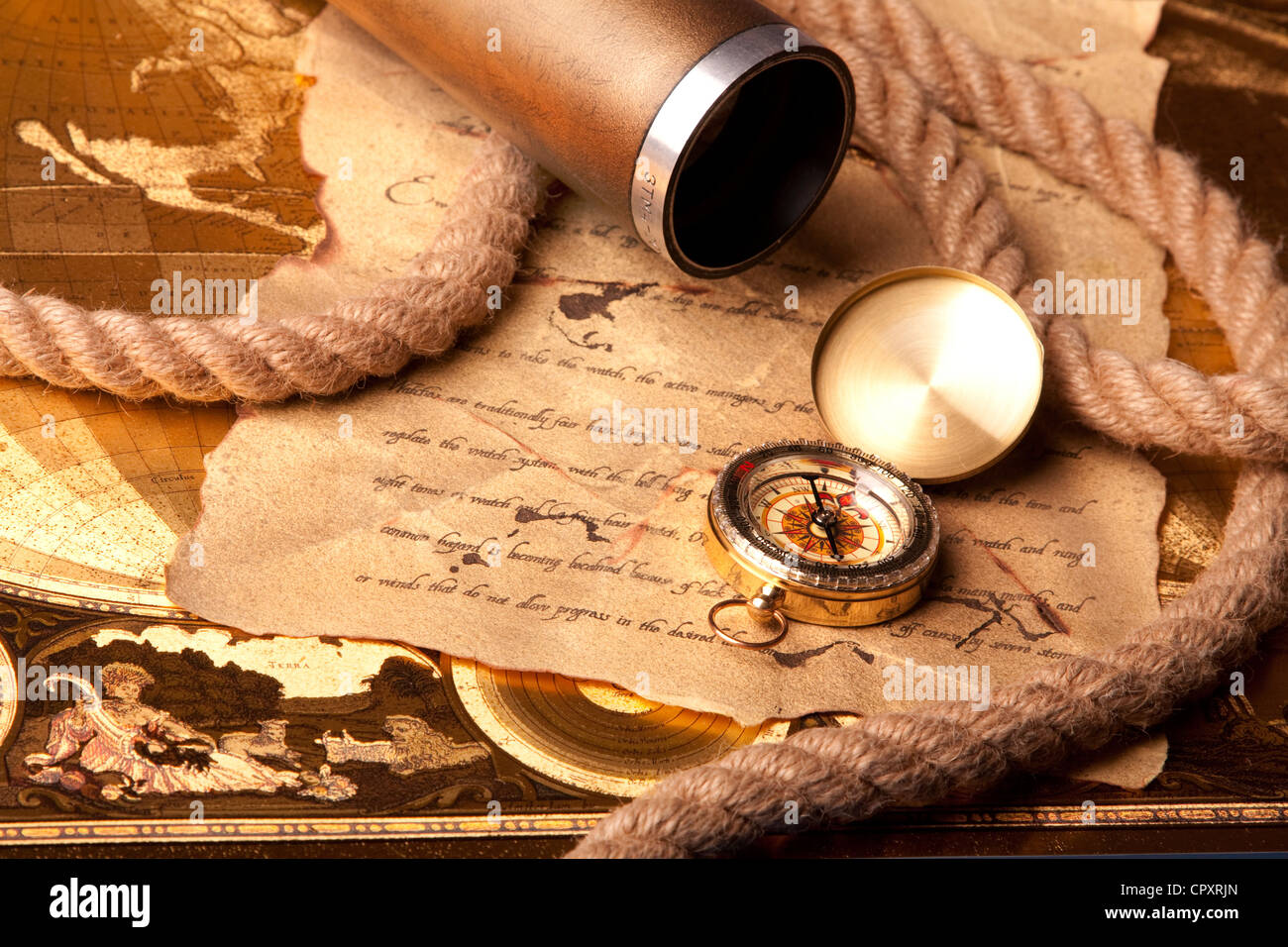 Vintage Navigation equipment, compass and other tools Stock Photo - Alamy