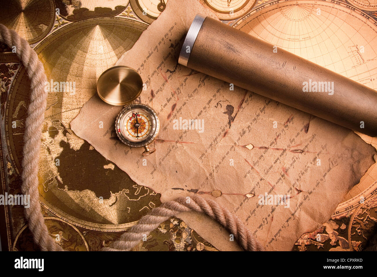 Old map navigation tools hi-res stock photography and images - Alamy