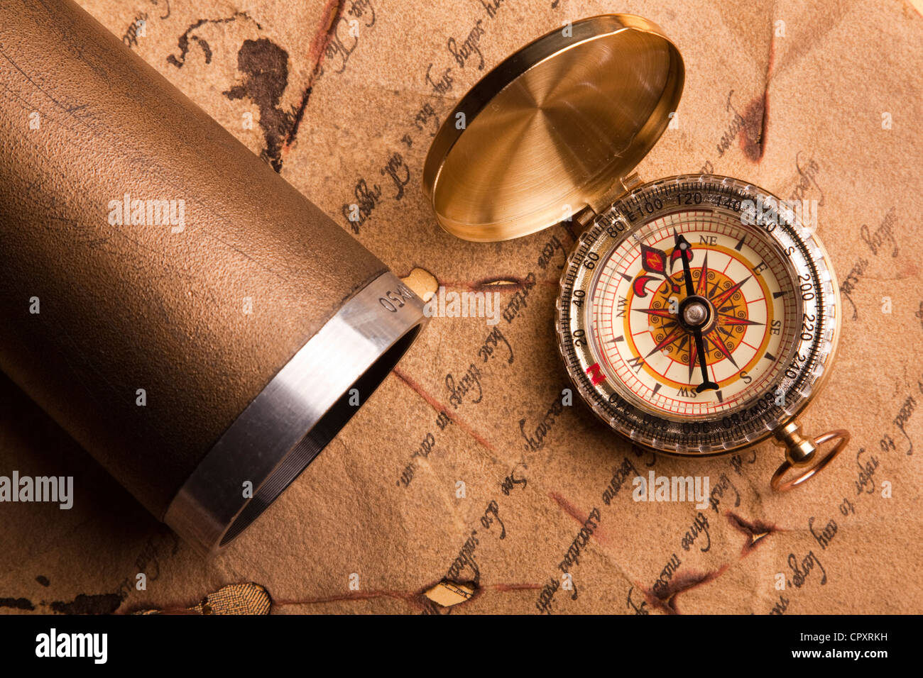 Vintage Navigation equipment, compass and other tools Stock Photo - Alamy
