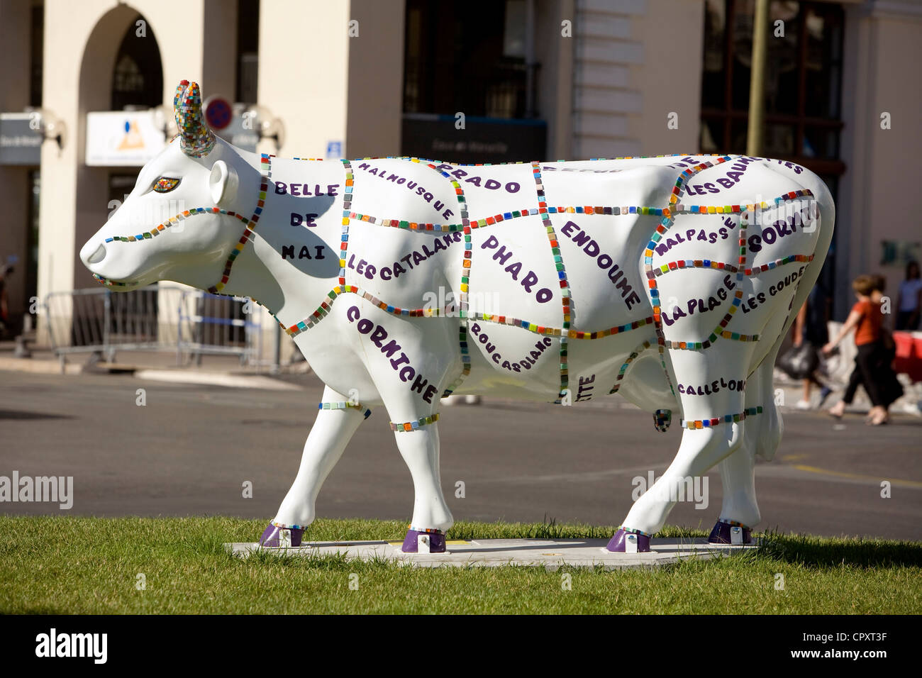 France, Bouches du Rhone, Marseille, sculpture of cow in Marseille ...