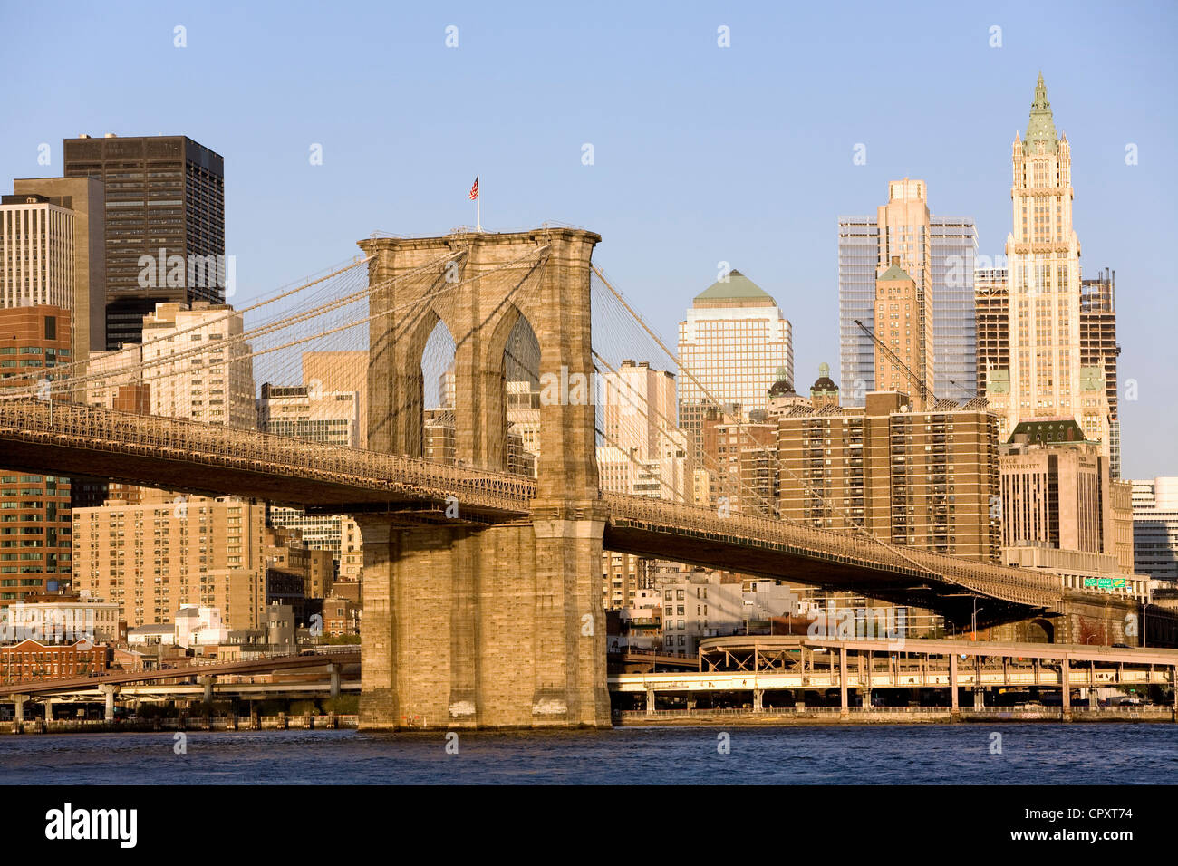 United States New York City Manhattan Brooklyn Bridge suspended bridge ...