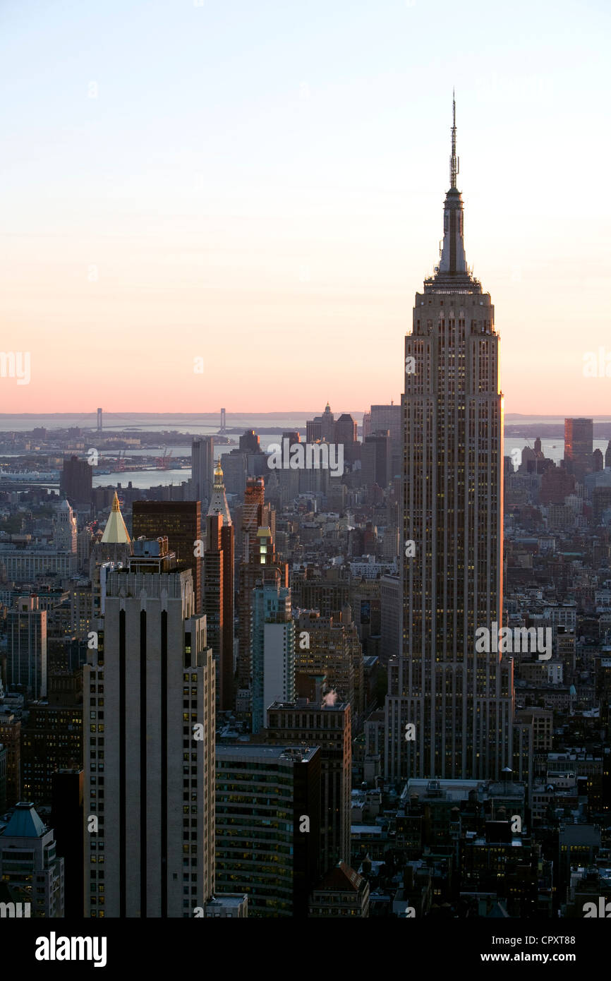 United States New York City Manhattan Midtown panorama over skyscrapers ...