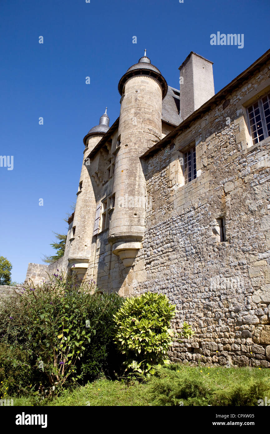 France, Dordogne, Perigord Vert, Excideuil, fortified castle Stock ...