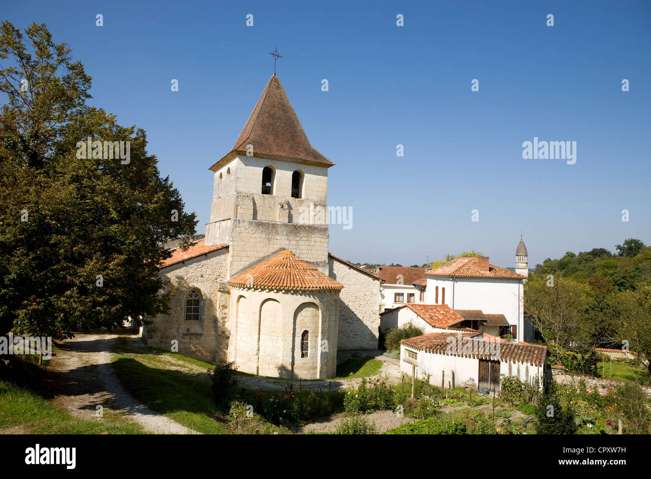 France, Dordogne, Perigord Vert, Riberac, 11th century Notre Dame ...
