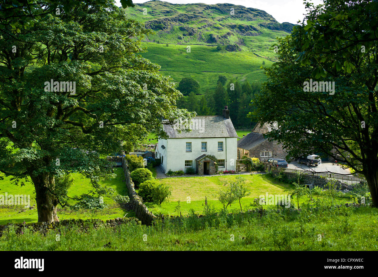 Hill farm smallholding in the Lake District National Park, Cumbria, UK ...