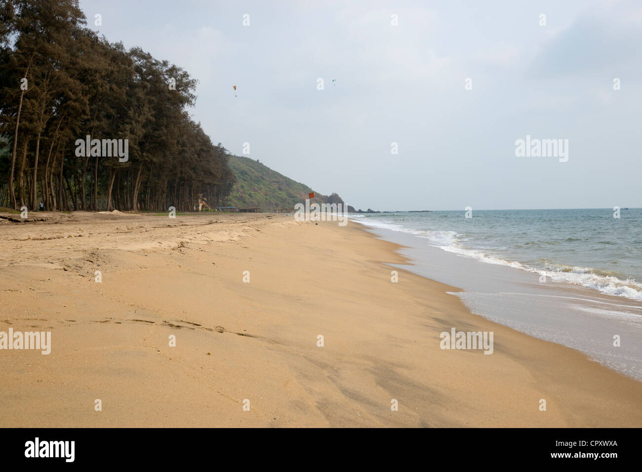 Coastal erosion a Keri Beach (Querim Beach) . The northernmost tip of the state of Goa Stock ...