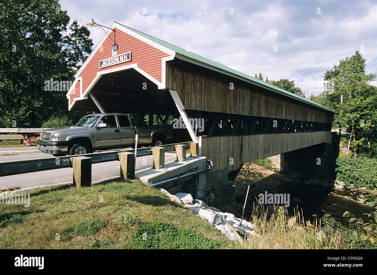United States, New Hampshire, Jackson, covered bridge Stock Photo - Alamy