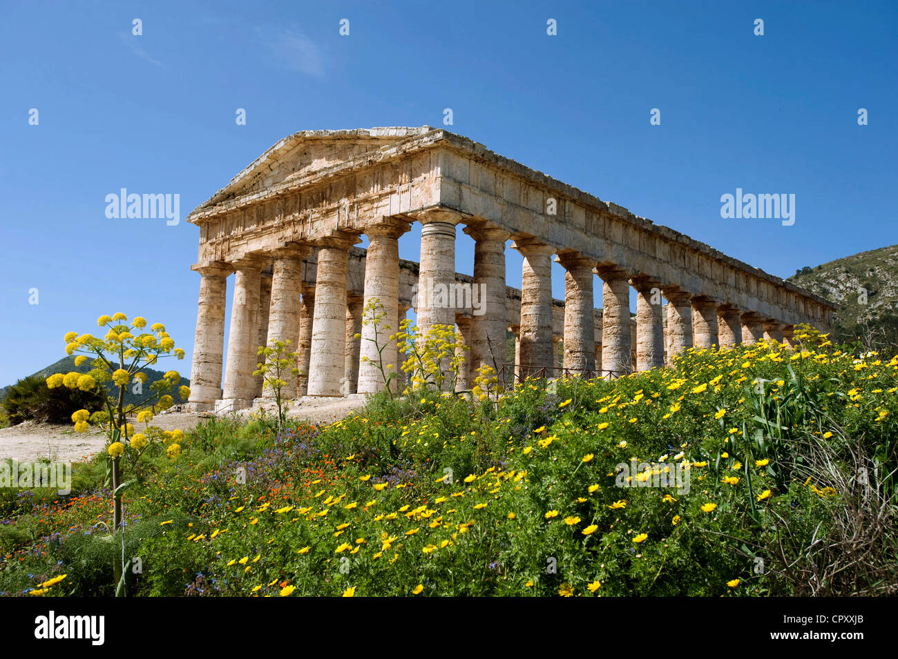 Italy, Sicily, Segesta archeological site, Doric temple built in 430 BC ...