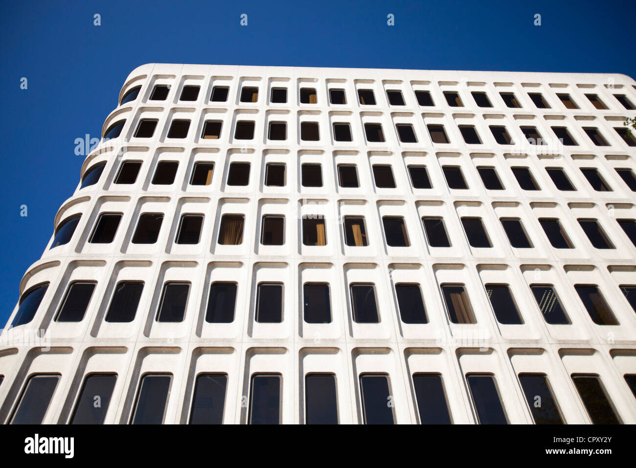 A 1960's concrete high rise office building on Euston Road, London, UK ...