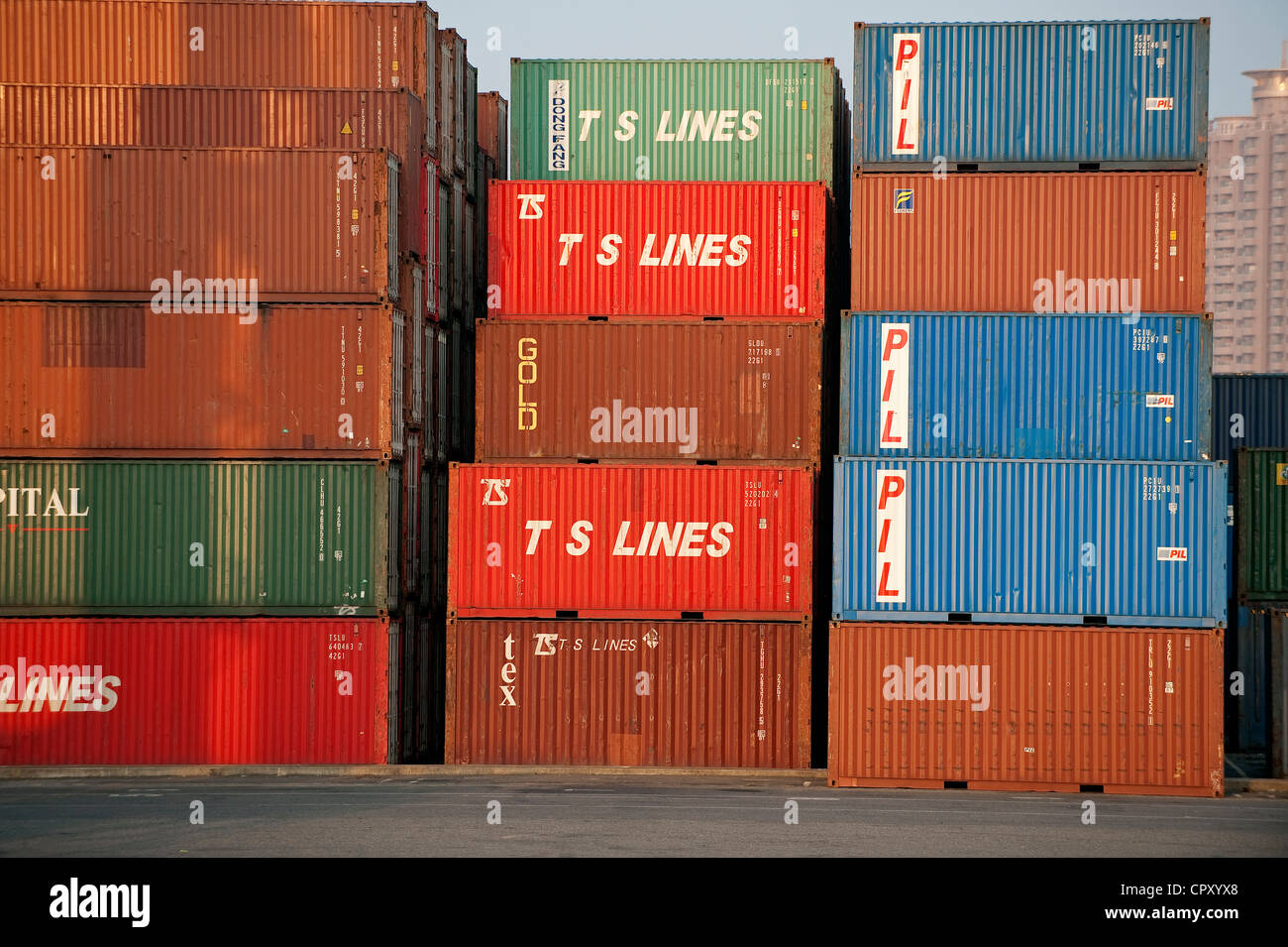 Taiwan, Kaohsiung, the harbour, containers Stock Photo - Alamy