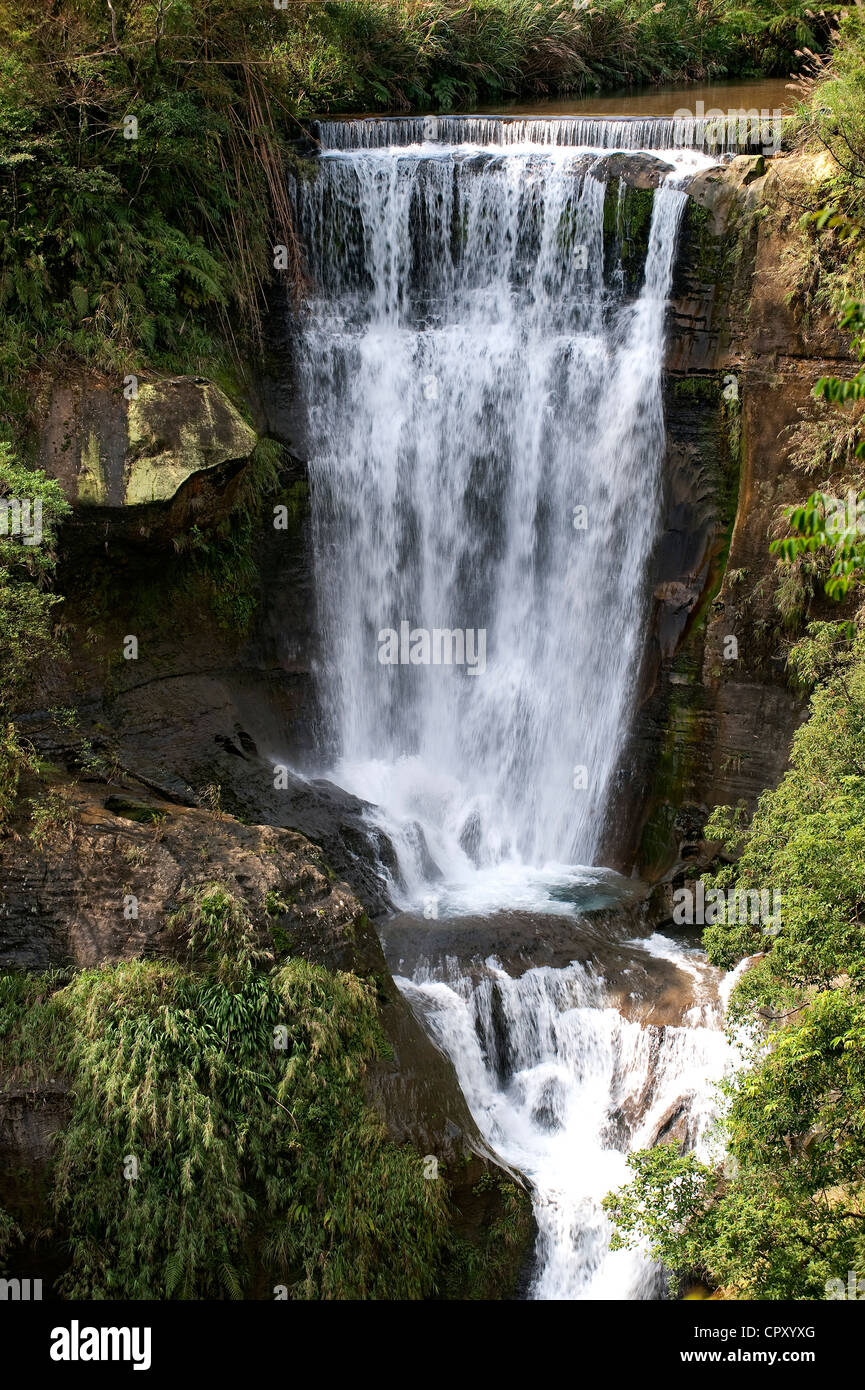 Taiwan, Taipei District, Sandiaoling Waterfall near Pingxi Stock Photo ...