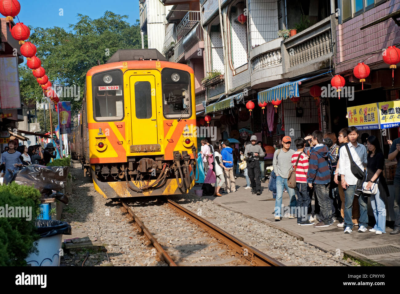 Taiwan, Taipei District, Shifen, day of the Lantern festival, train ...