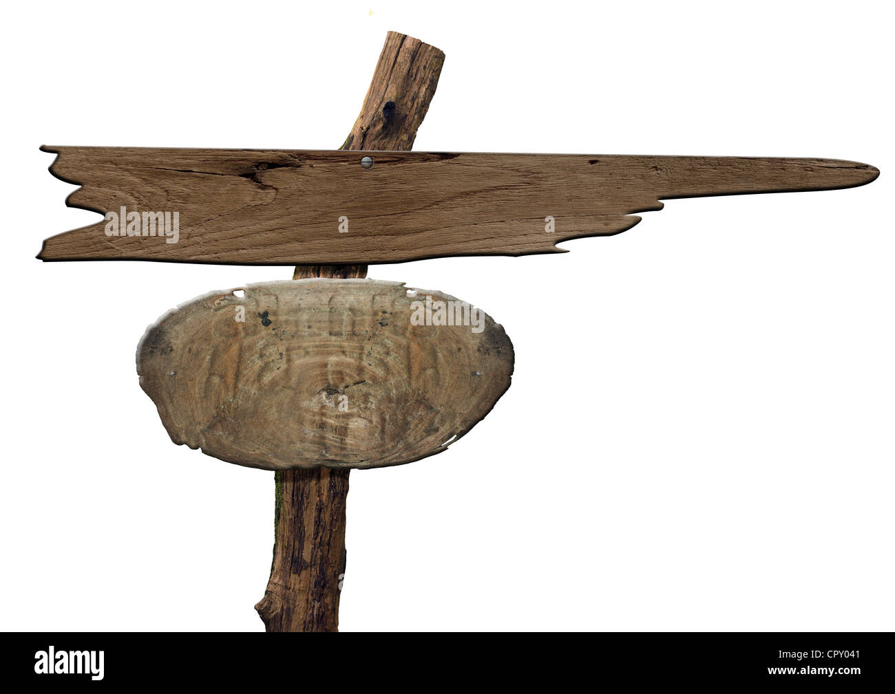 Old wood sign isolated on white Stock Photo - Alamy